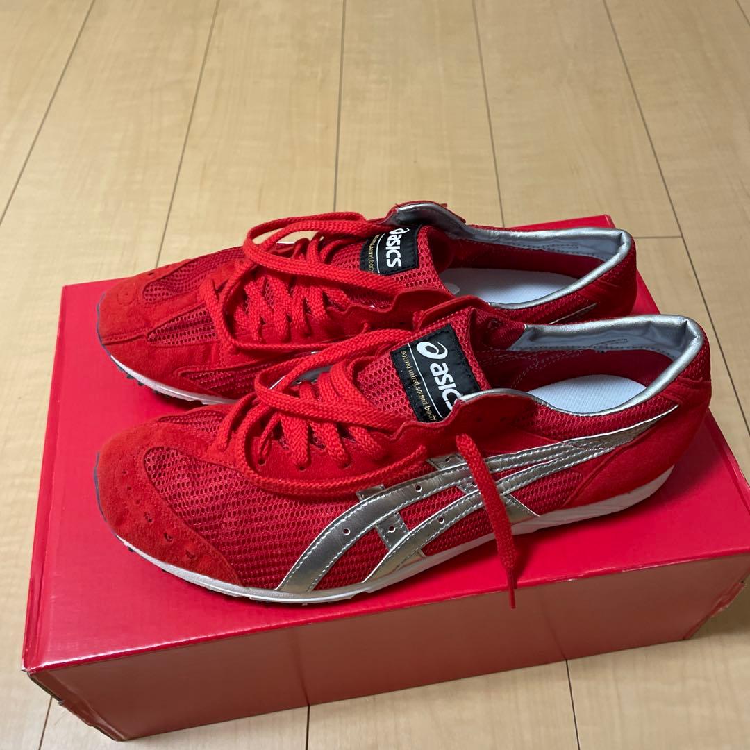 asics レッド メッシュ ランニングシューズ