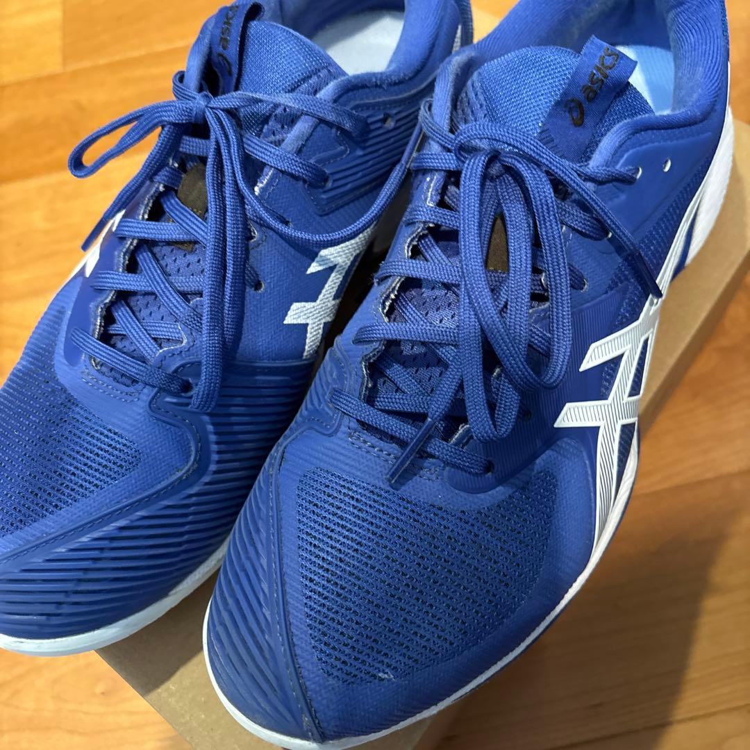 中古美品asics テニスシューズ 青
