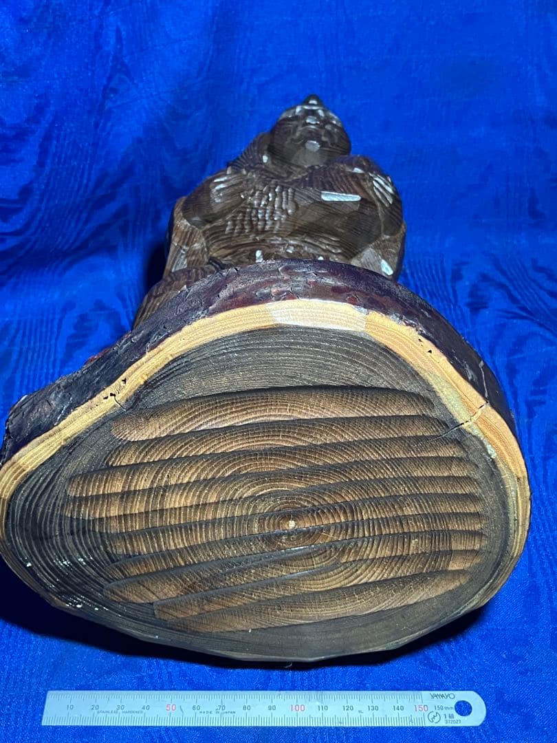 木彫り　恵比寿様　開運　槐の木？