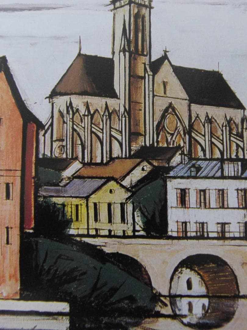 ベルナール・ビュッフェ「Moret-sur-Loing」希少画集の額装画