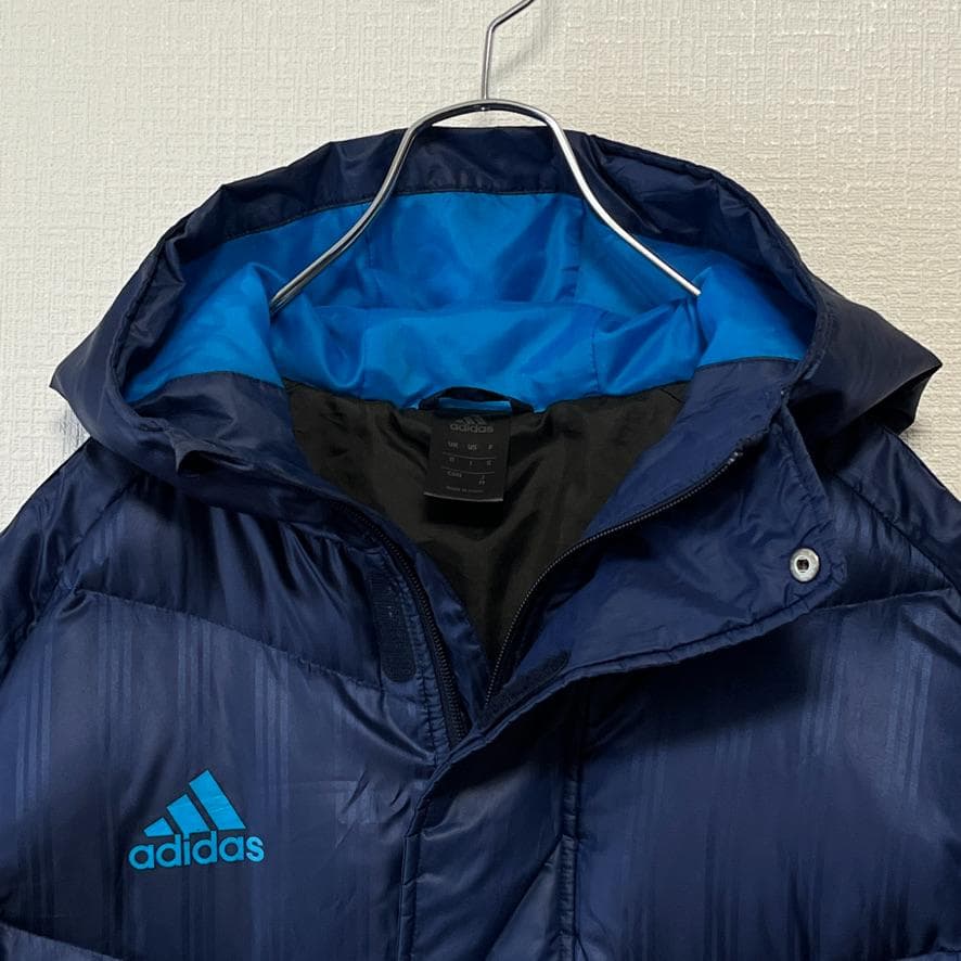 【良品】 adidas ３ストライプス ワンポイントロゴ ダウン ベンチコート