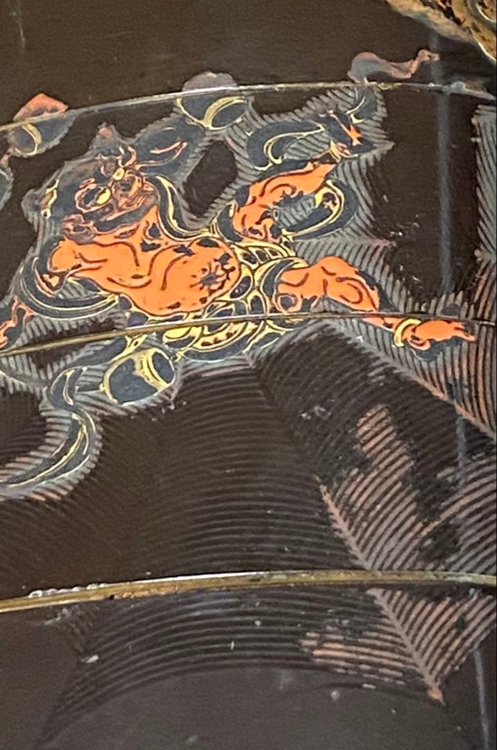 江戸時代　蒔絵鬼図内梨地印籠　共箱　128g 東Y7-0328☆2Fトコカ