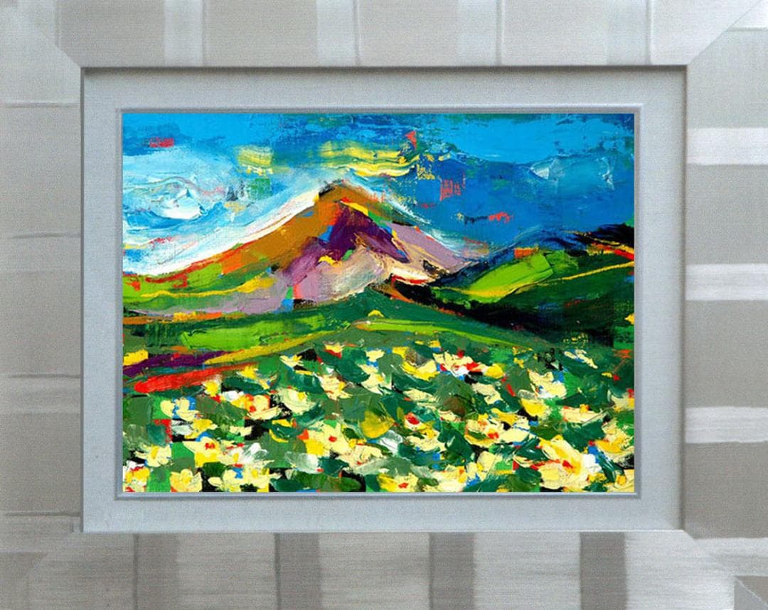 油絵 菅家令子 絵 絵画 インテリア F4-081011 風景 山 高原の花