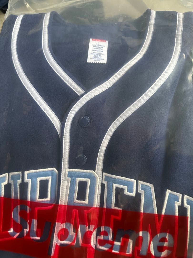 応援グッズ Supreme Polartec Baseball Jersey \"Navy\"