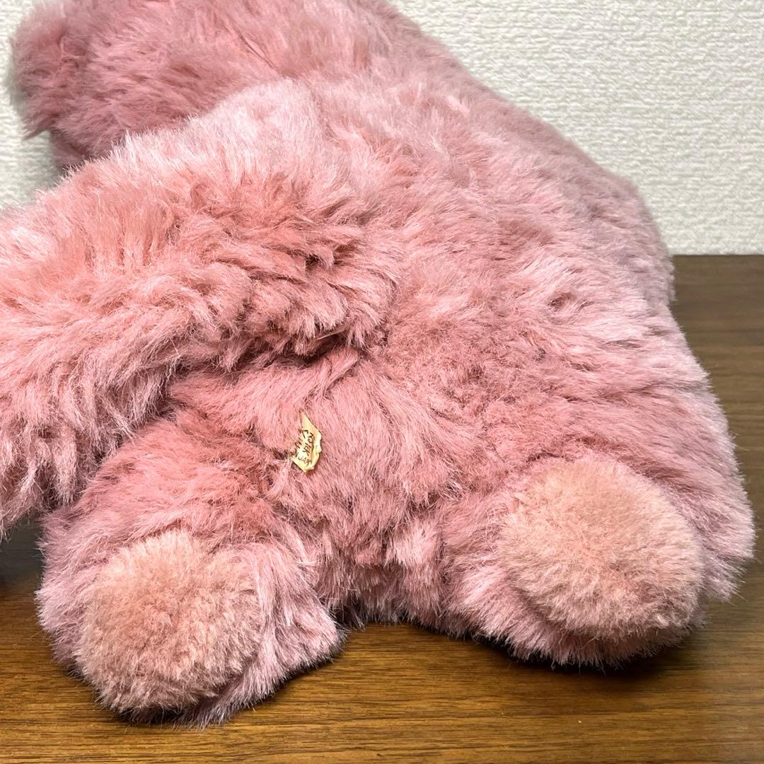 ぬいぐるみの三英 たぬき？　あらいぐま？ ピンク　昭和レトロ　当時物　日本製