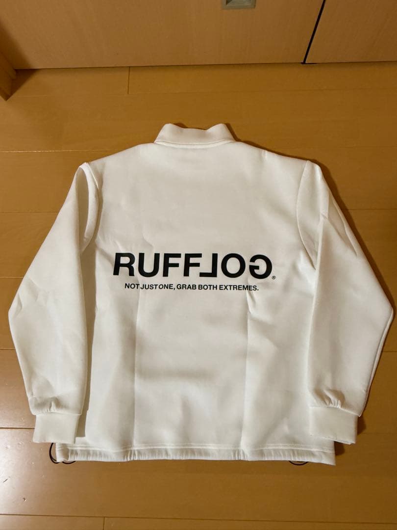ラフロッグ　BACK LOGO MOCK NECK WHITE
