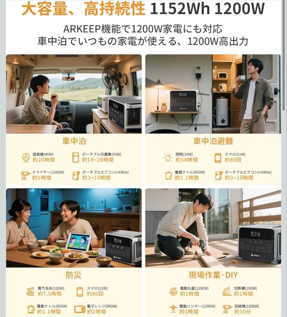 新品 ARKEEP ポータブル電源 1152Wh 未開封品 大容量 10出力