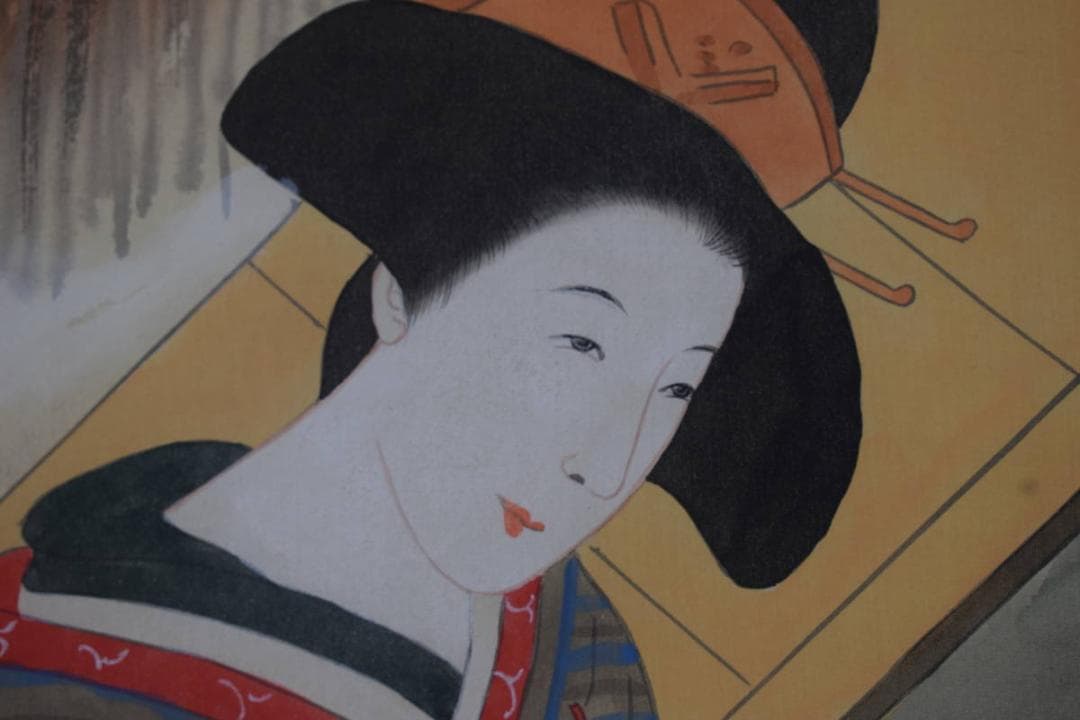 作者不詳/浮世絵/美人画/雪遊び/掛軸☆宝船☆Y-813　JM