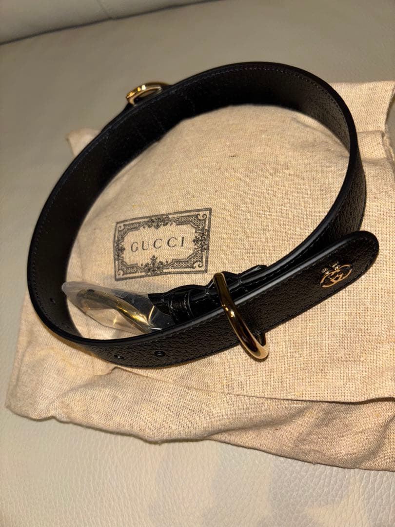 GUCCI インターロッキングG ペット 愛犬 首輪 レザー ブラック L 新品