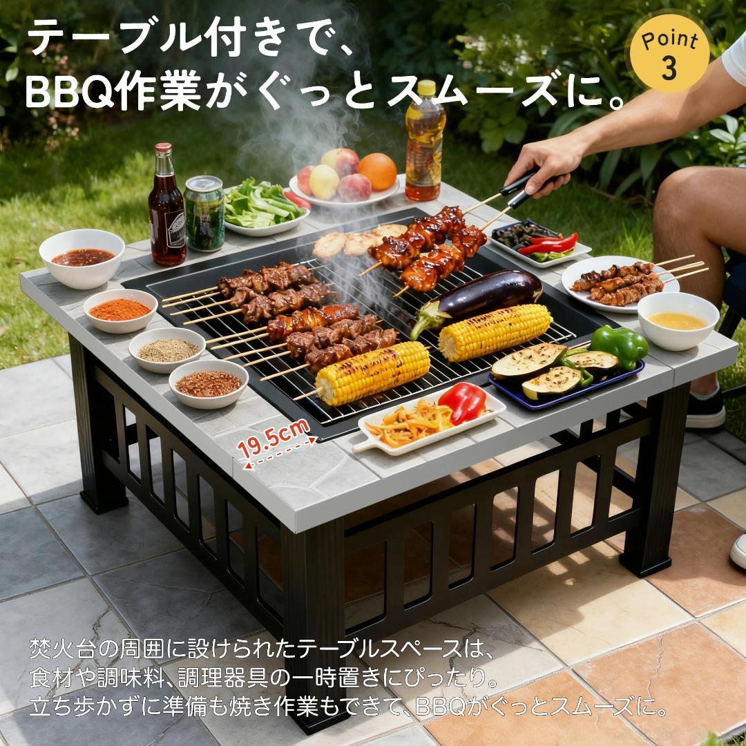 激安！【大理石調+ブラック】 屋外BBQ バーベキューコンロ Black