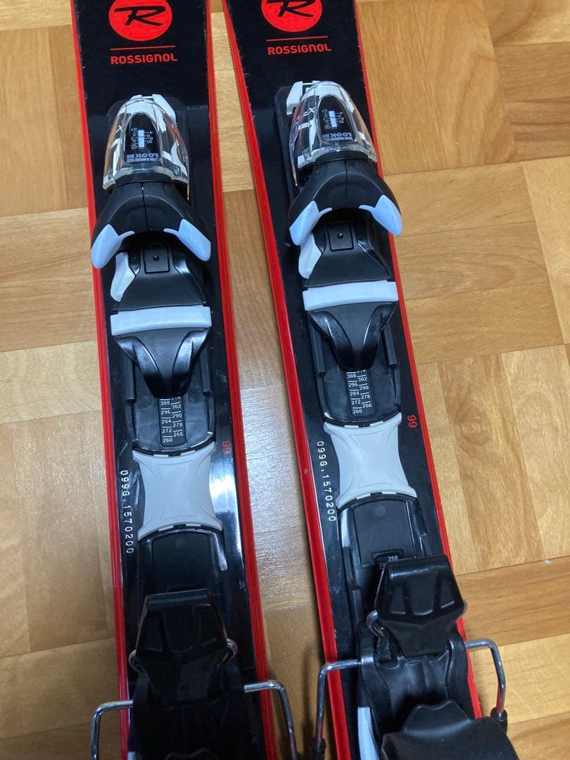 ROSSIGNOL 黒 赤 バインディング付き　大人用ショートスキー　100㎝