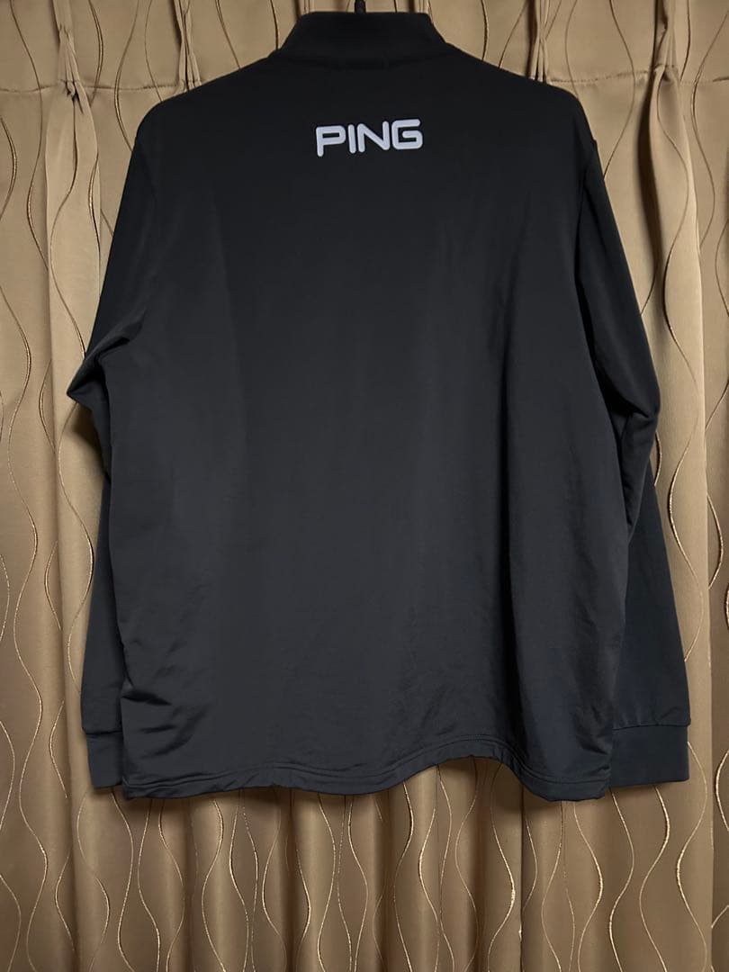 PING ブラック 長袖ハーフジップシャツ