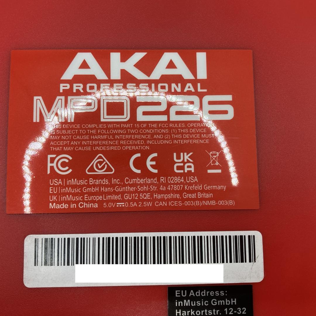 AKAI MPD226 MIDIパッド 動作良好 箱・USBケーブル付 DTM