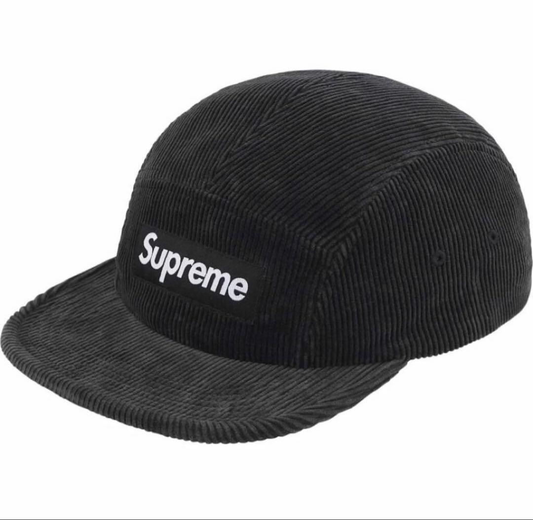 応援グッズ Supreme Corduroy Camp Cap \"Black\"