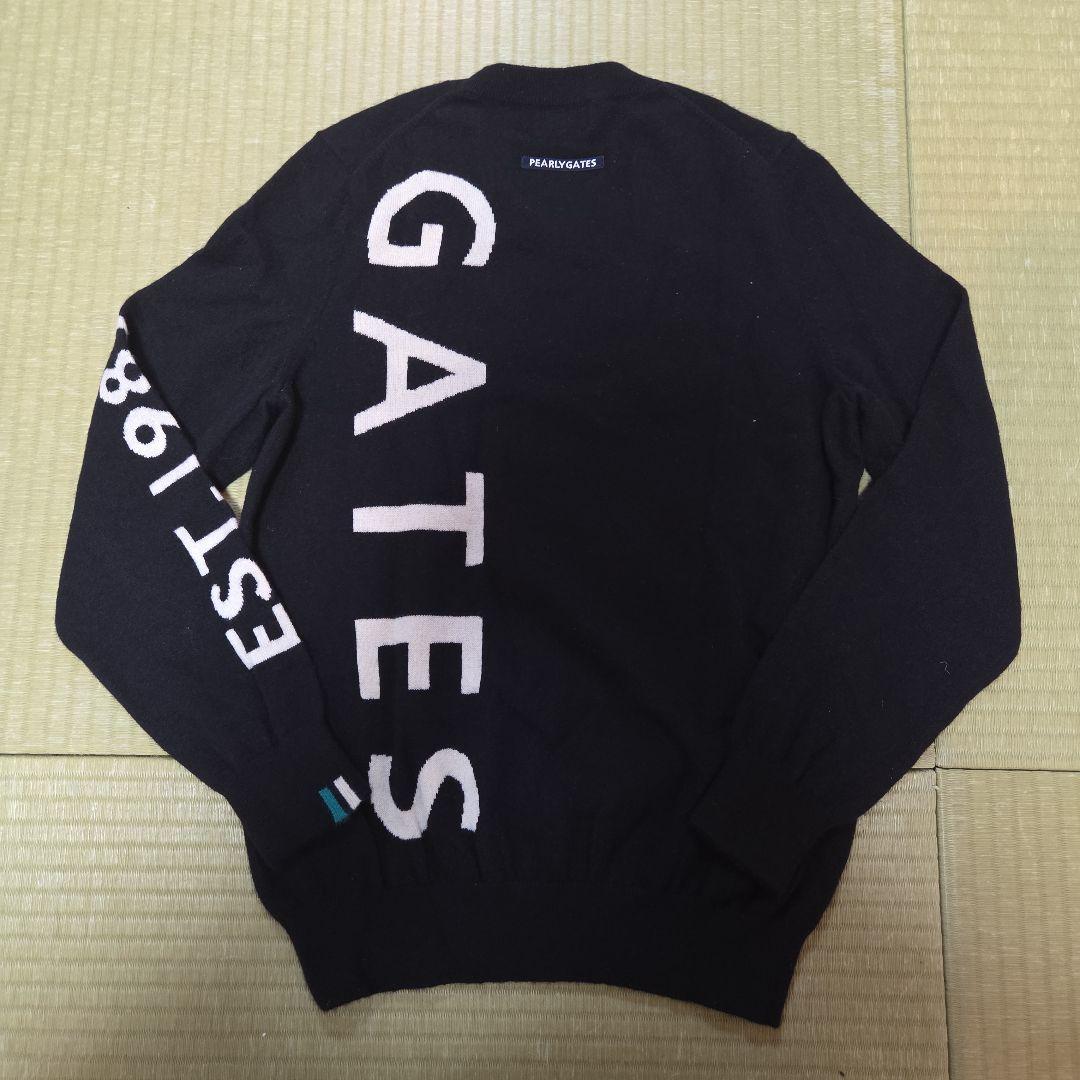 PEARLY GATES カシミア100 長袖ニット サイズ4 黒 ロゴ