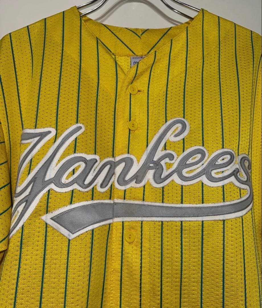 90's USA製 majestic Yankees XL イエローユニフォーム