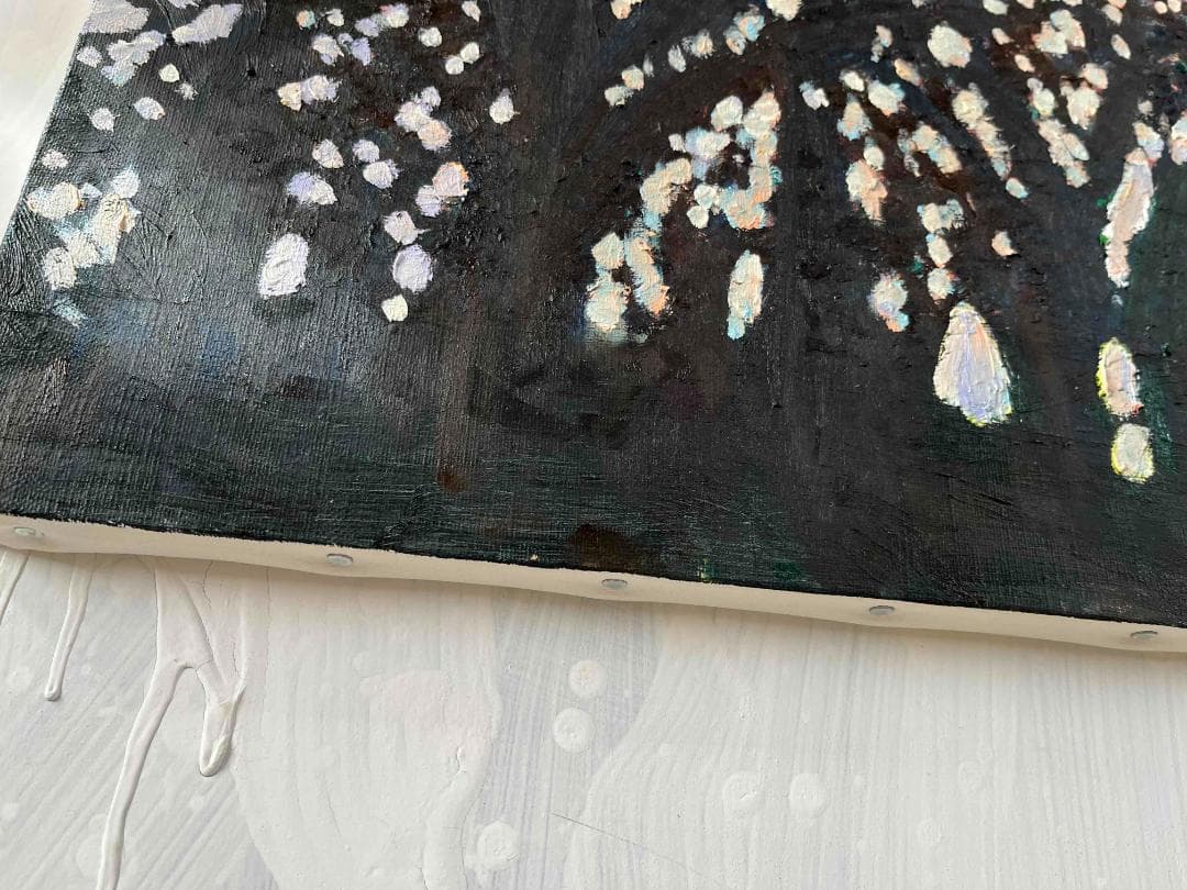 油彩画　原画「キラメク木漏れ日」アート　絵画 32×41㎝ F6　キャンバス