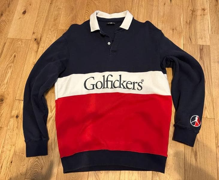Golfickers ポロシャツ M ネイビー/レッド