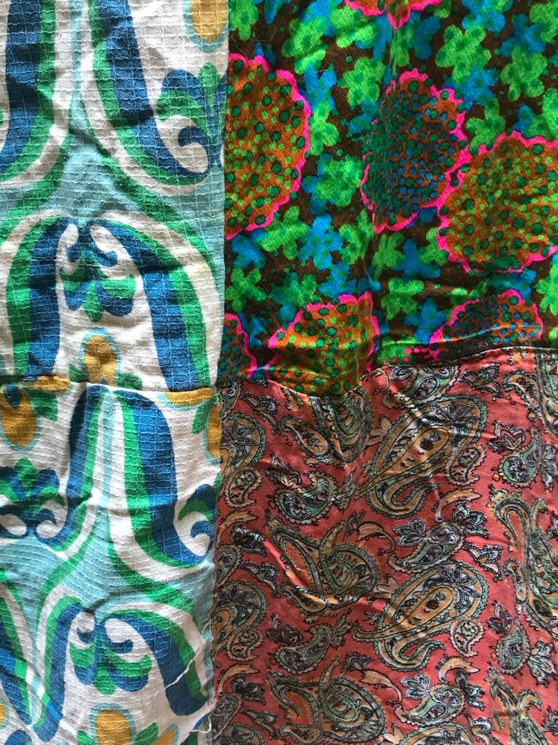 ★ヴィンテージ★ パッチワーク　ベッドカバー　サイケ　ヒッピー　レア！