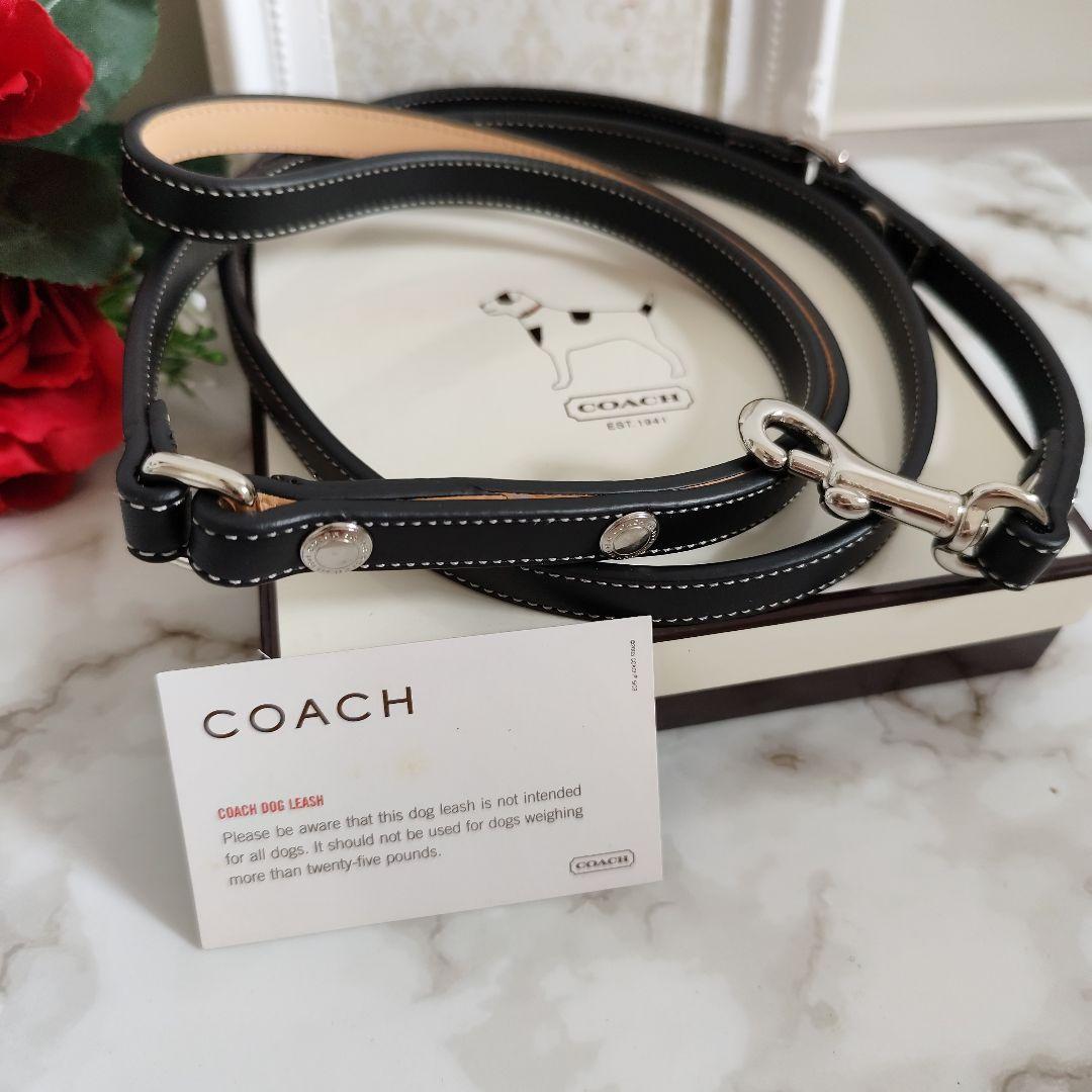 新品　COACH　コーチ　犬　リード　スモール　小型犬　ブラック　レザー　高級