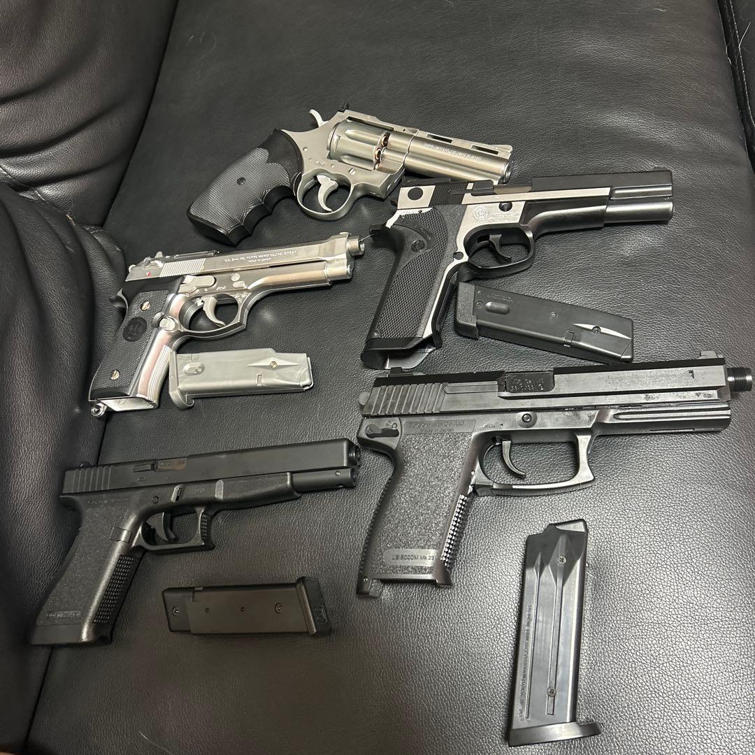 エアガンセットGlock 17L,PC356,M92F,SOCOM,PYTHON