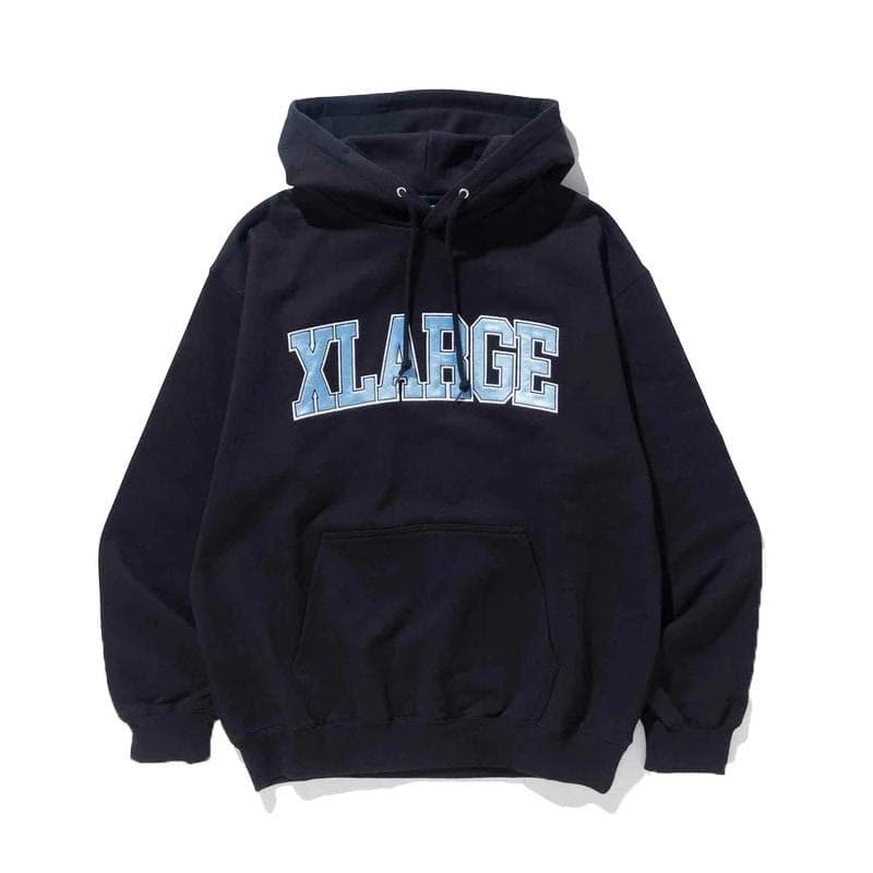 X-LARGE COLLEGE LOGO HOODED Mサイズ BLACK