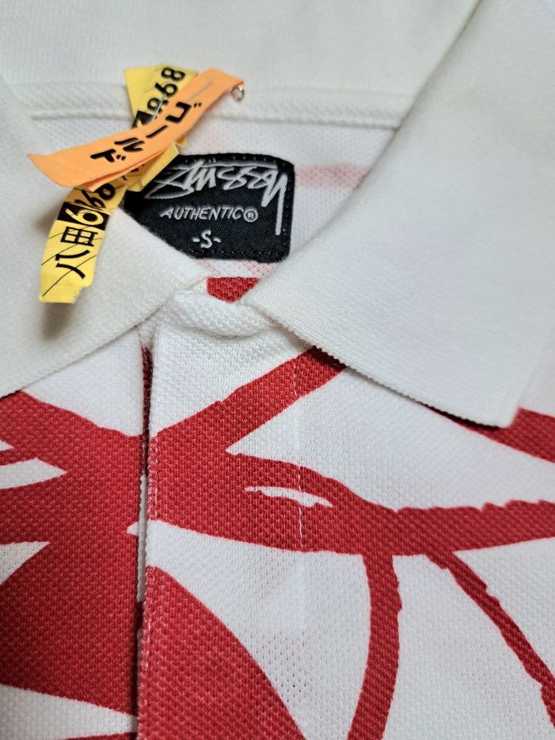 【ゴルフ・S】Stüssy × FL アトミックリング ポロシャツ 白×赤