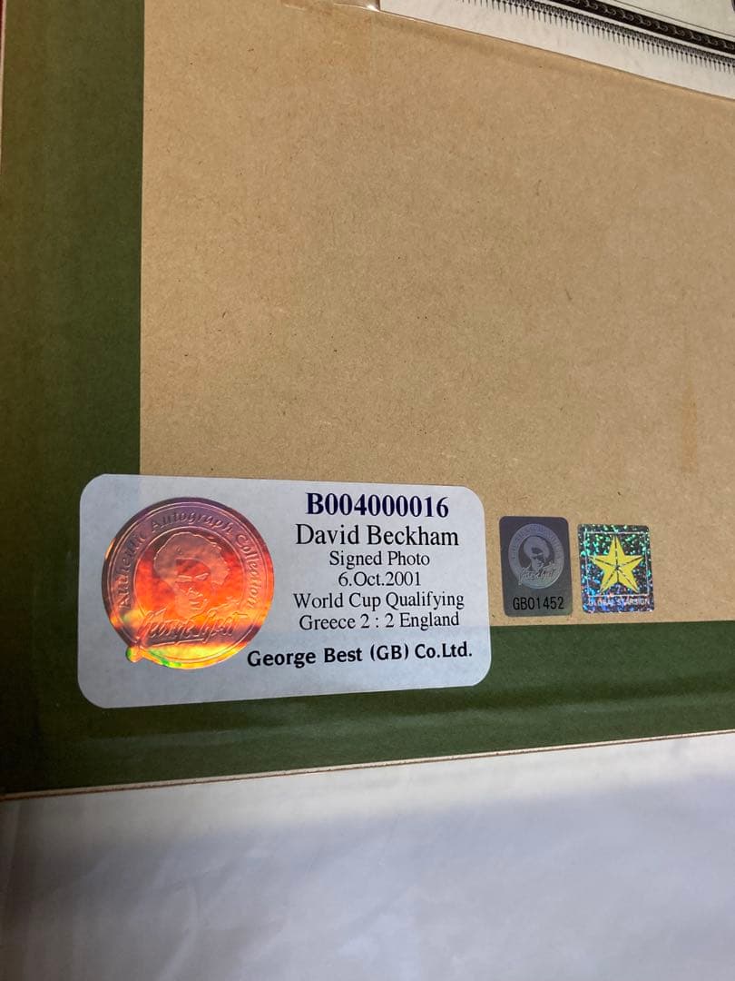 ジョージ・ベスト社 額縁入り サッカー デビット・ベッカム 2002年W杯