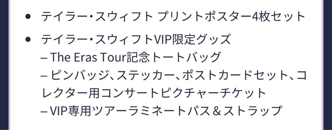 元値5万円超テイラースウィフトThe Eras Tour VIP package