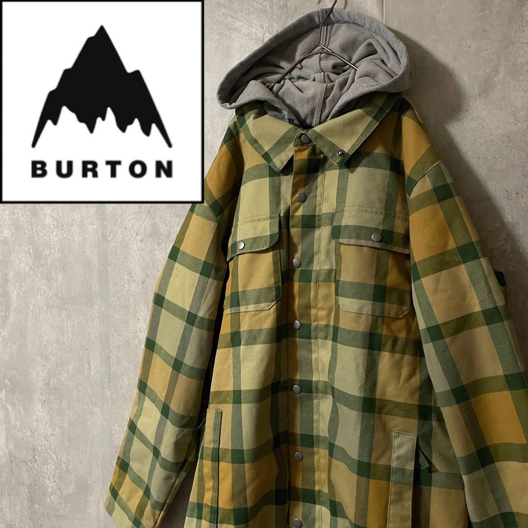 Burtonバートンスキーウェアスノーボードジャケットベージュ緑グリーンチェック