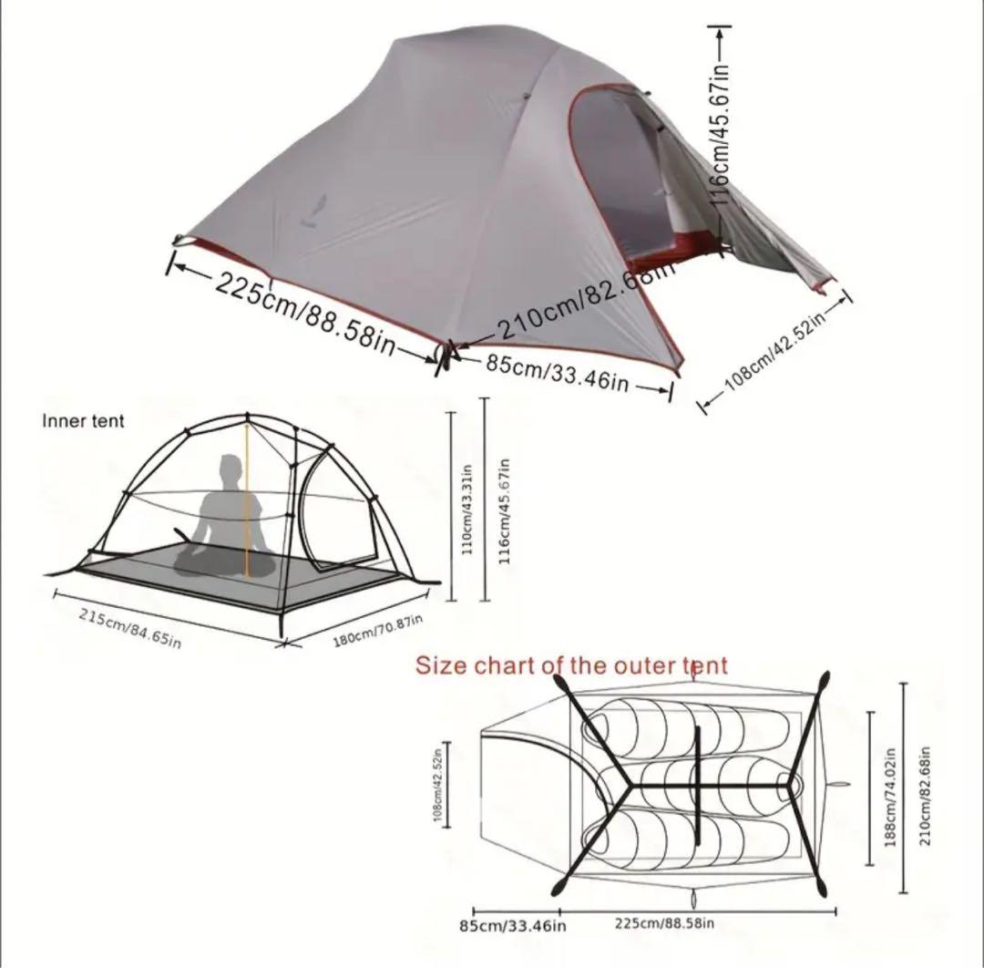 3人用キャンプテント ホワイト/レッド 冬用