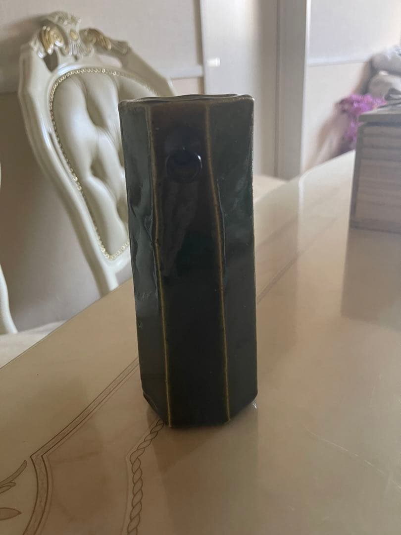 加藤春鼎　花瓶　モスグリーン