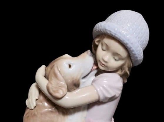 極美 LLADRO リヤドロ 待ってたよ！ 犬と少女 西洋陶磁 陶芸 2002年