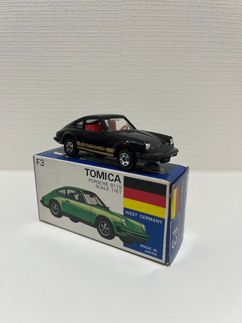 トミカ 青箱 F3 ポルシェ 911S (黒/金タンポ) レアな黒 当時物 絶版