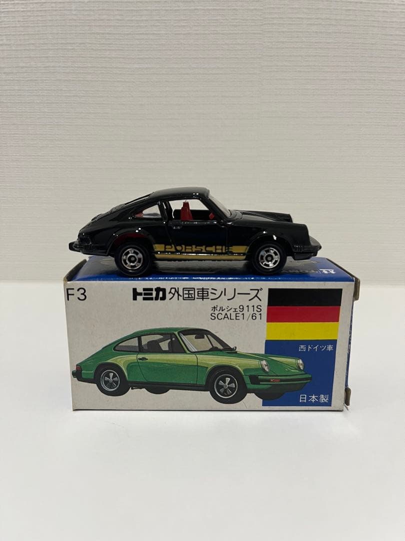 トミカ 青箱 F3 ポルシェ 911S (黒/金タンポ) レアな黒 当時物 絶版