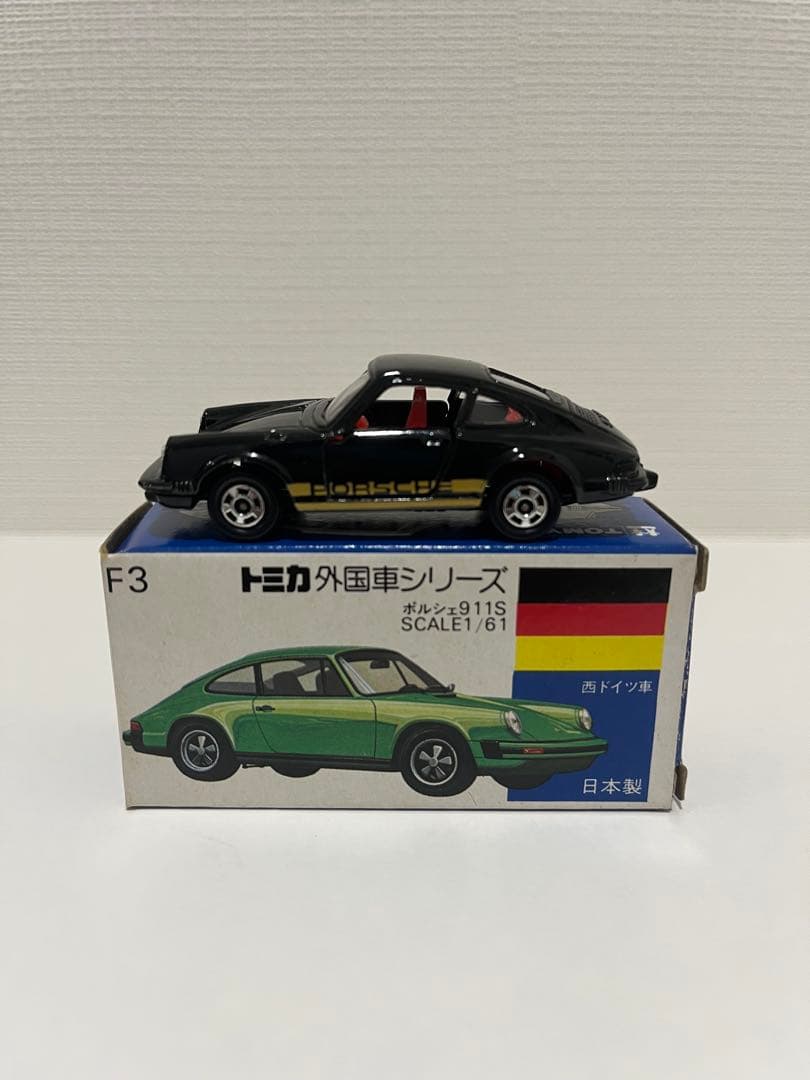 トミカ 青箱 F3 ポルシェ 911S (黒/金タンポ) レアな黒 当時物 絶版
