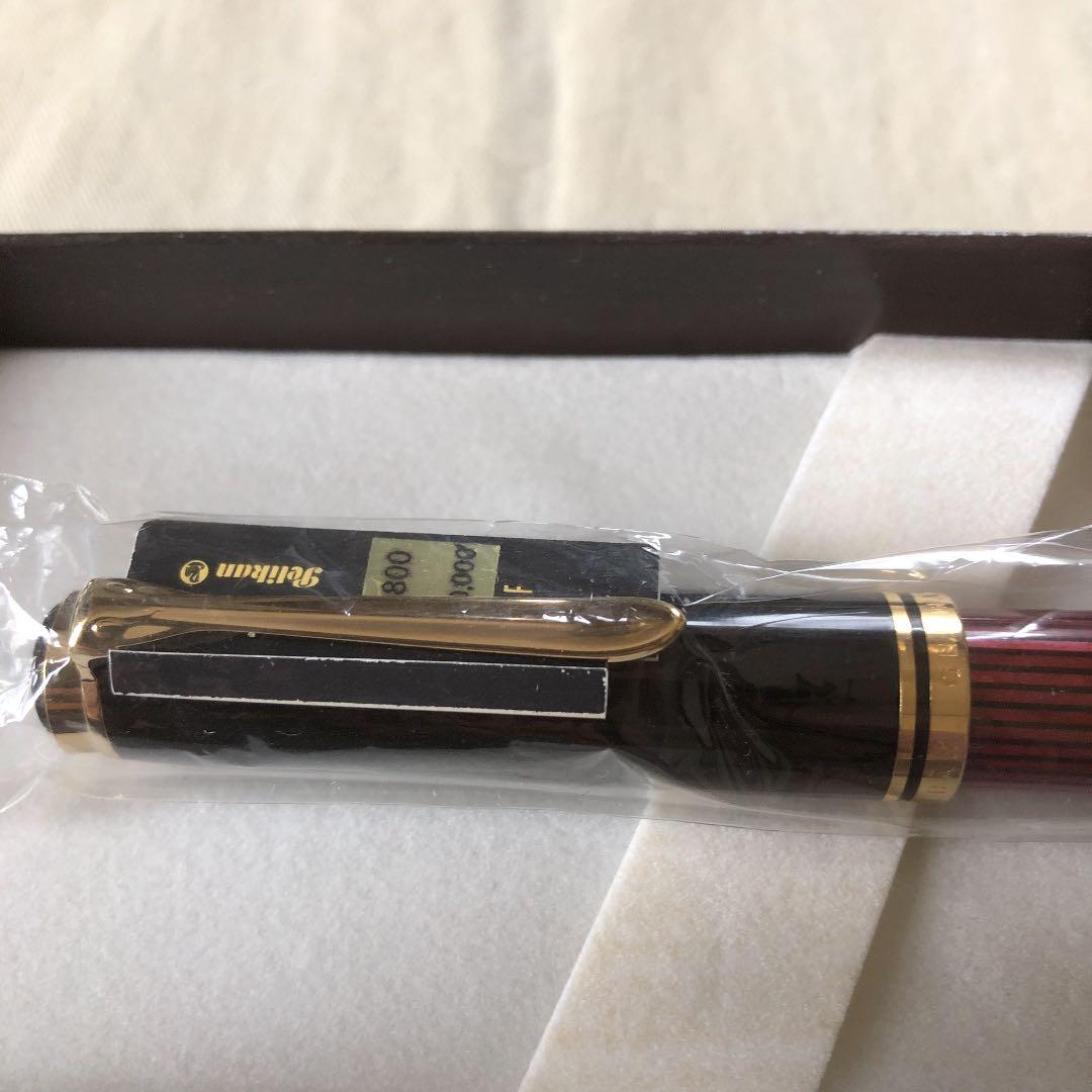 Pelikan ペリカン 万年筆 M800 赤縞　Fニブ　PF刻印あり