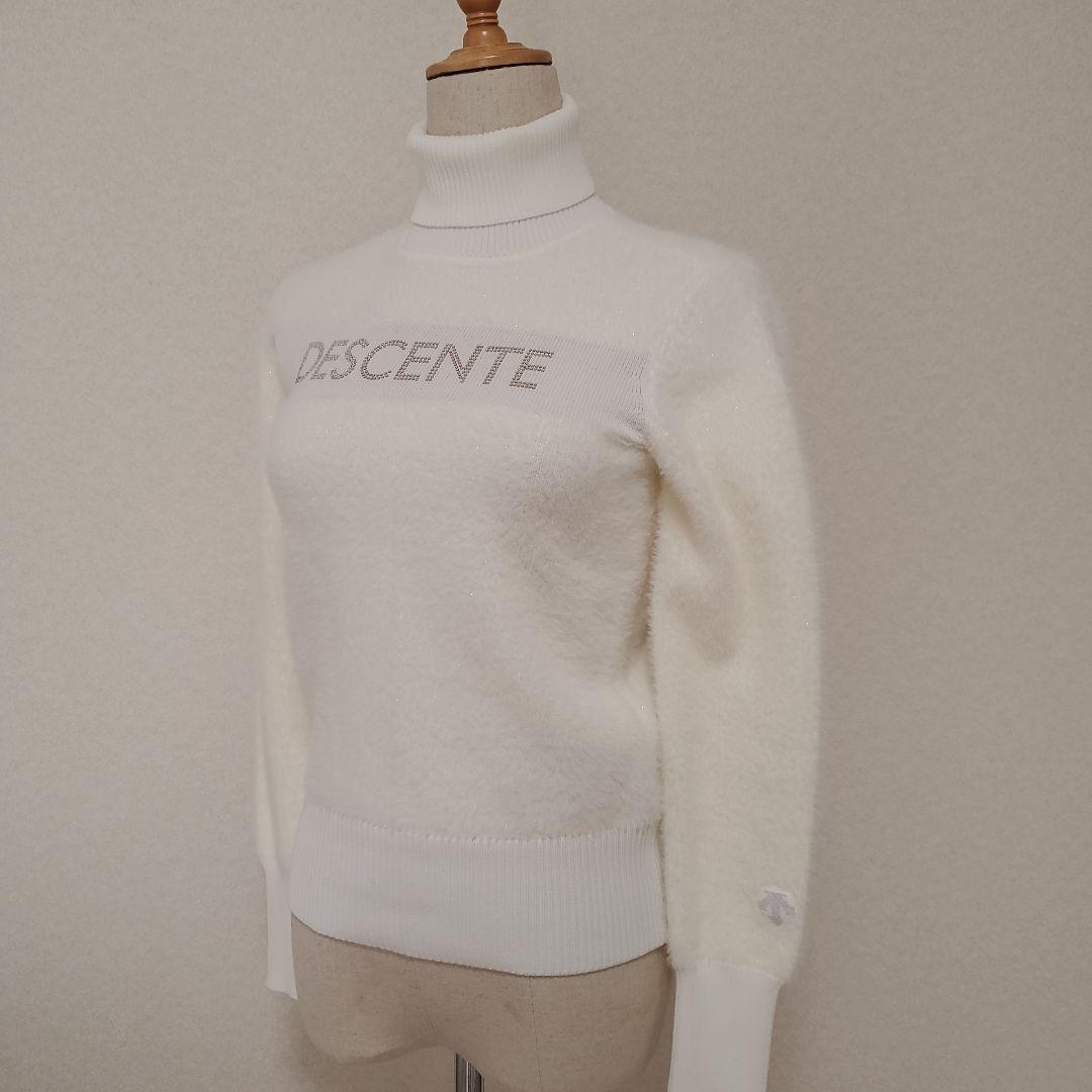 DESCENTE CRYSTAL ラメミックスシャギータートルネックセーター