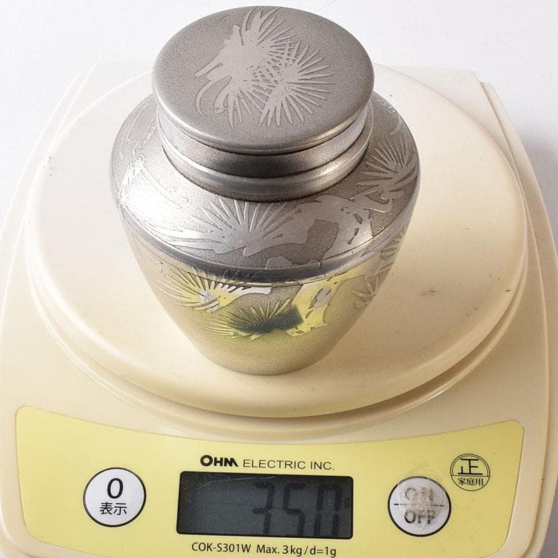 TM 　さつま岩切　正錫　松鶴文　茶壷　茶心壷　約350g　C　7729