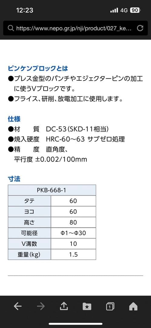 NJI ピンケンブロック フライス、研削、放電、ワイヤーカット60x60x80