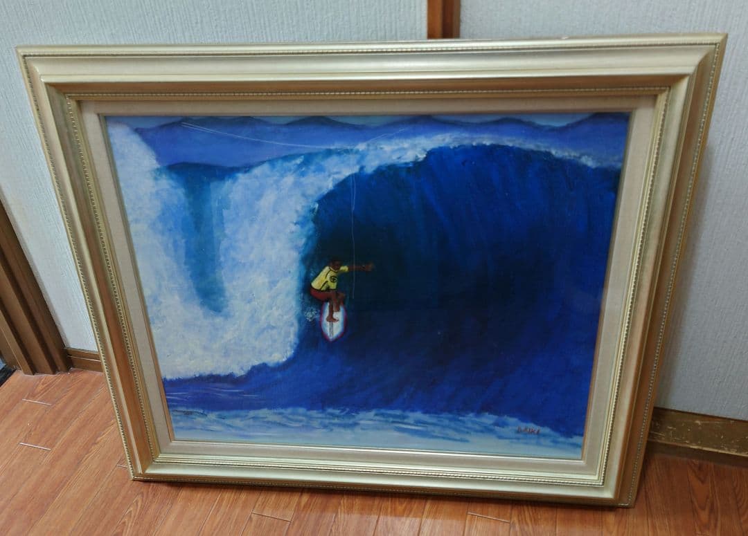 DAIKI 「ビック ウェーブ」真筆 油絵 絵画 サーフィン 波乗り