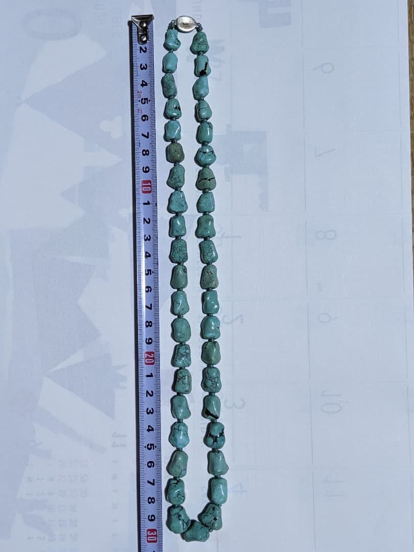 ♦年代物 ターコイズブルーネックレス S925 花形透かし留め具 スターリング