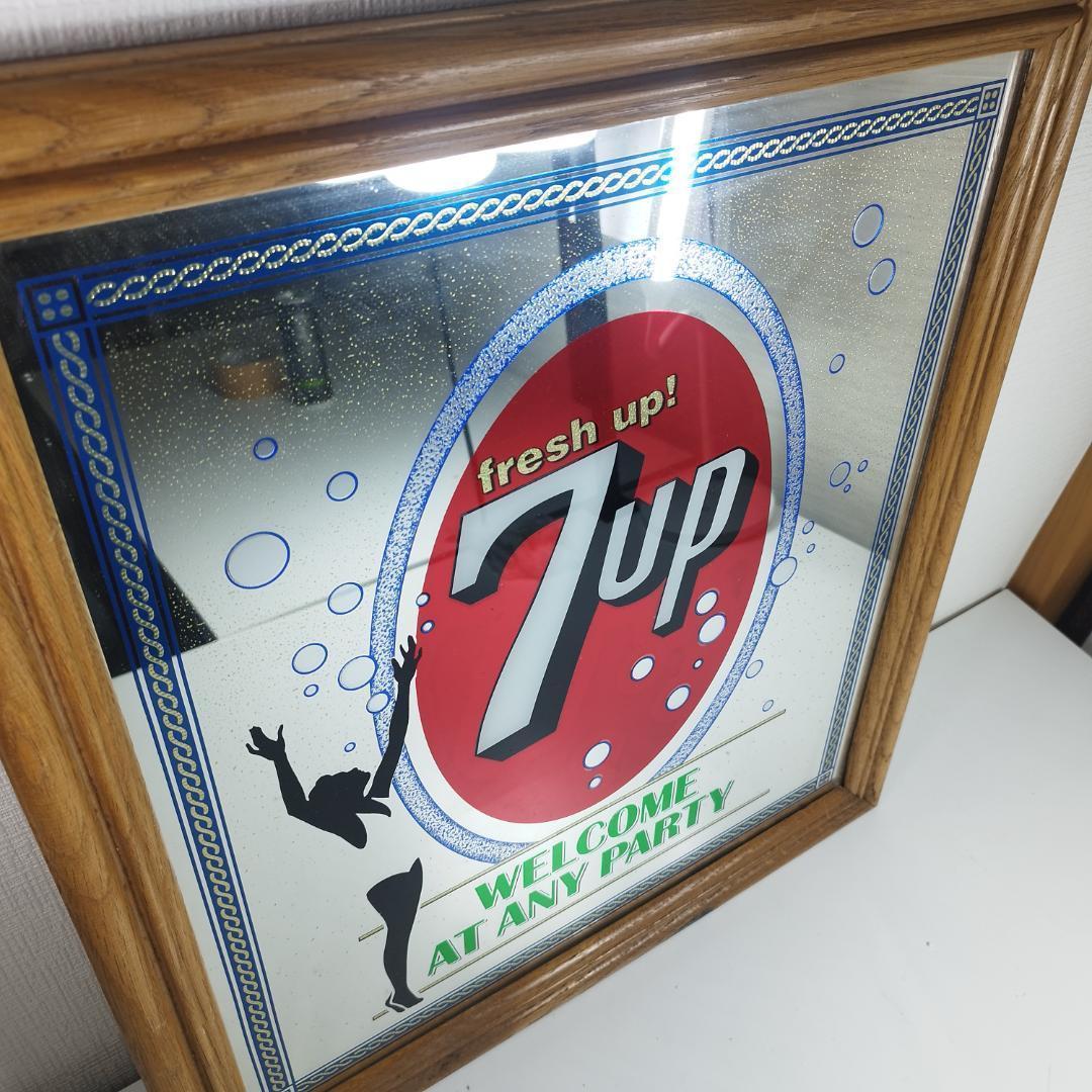 7up セブンアップ パブミラー 美品 看板 アドバタイジング 鏡 ビ IO64