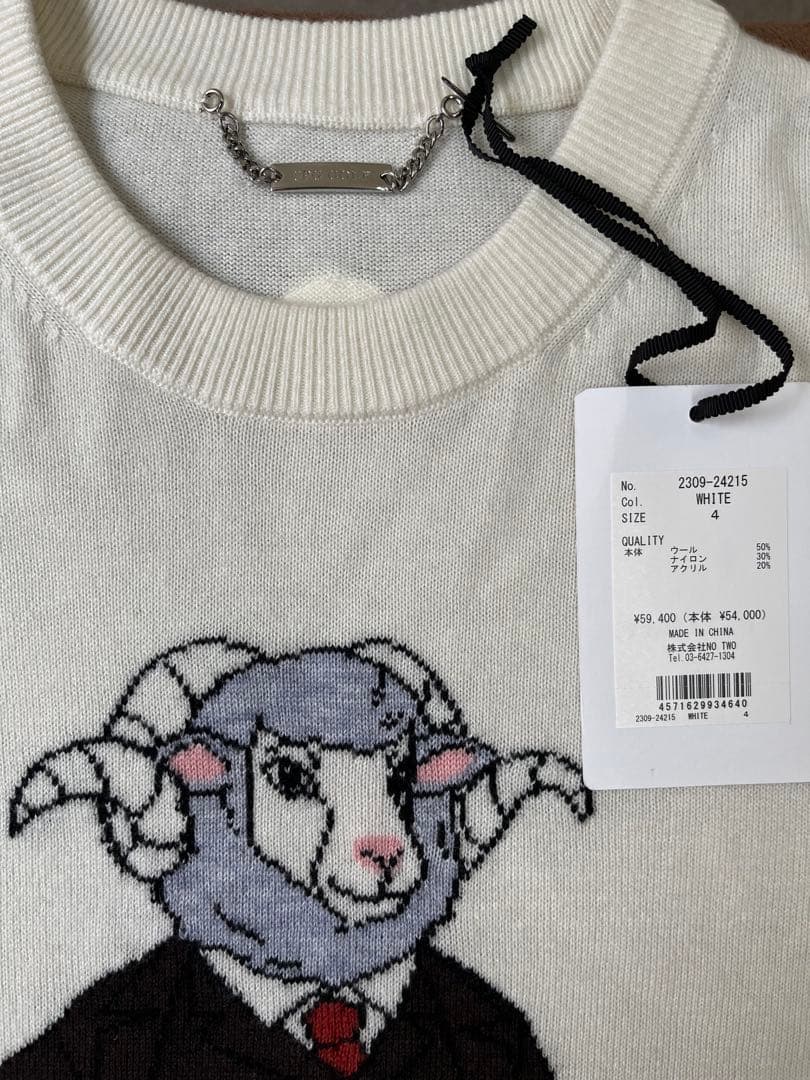 CPG GOLF 羊刺繍 ホワイトセーター サイズ4 定価49500円
