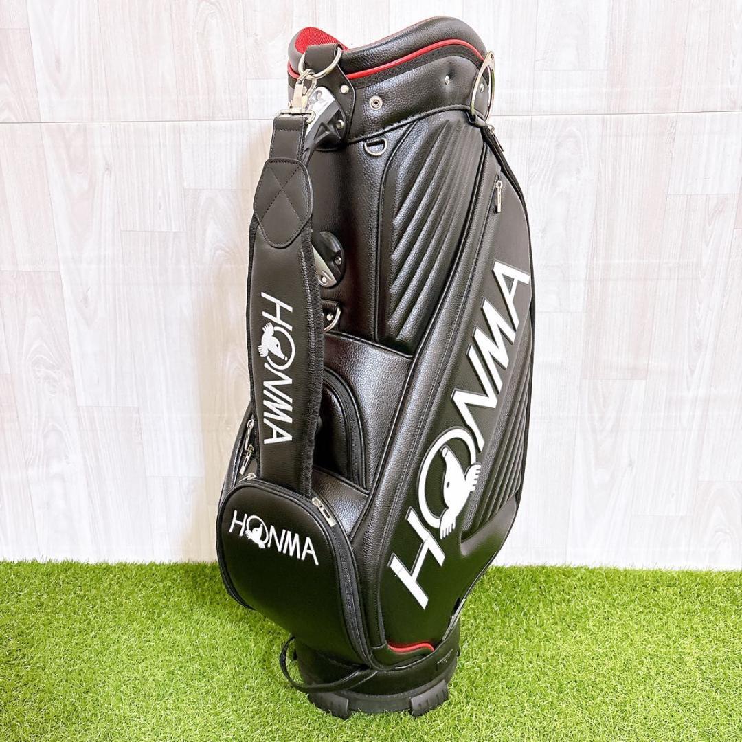 美品 HONMA ホンマ キャディバッグ 合皮 PUレザー 本間 ゴルフバッグ