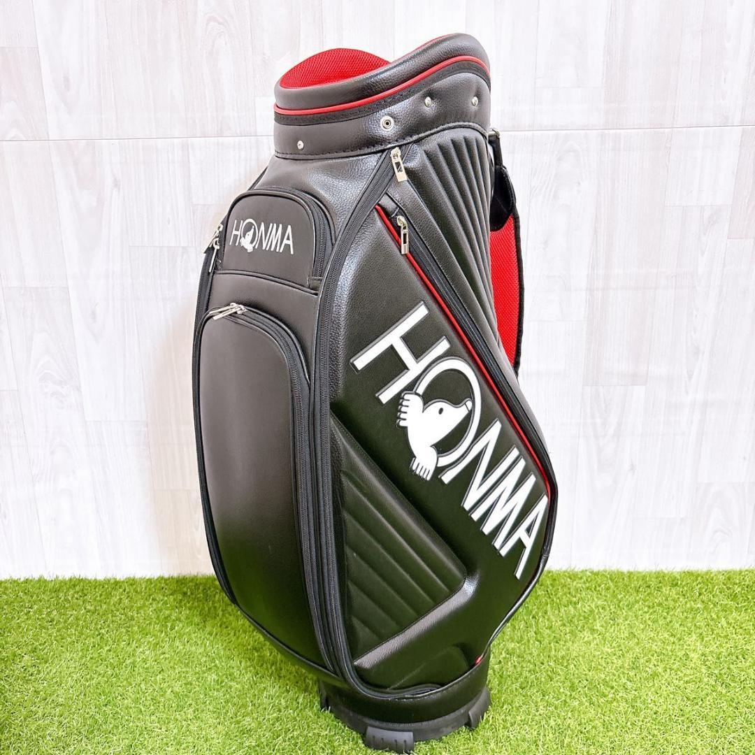 美品 HONMA ホンマ キャディバッグ 合皮 PUレザー 本間 ゴルフバッグ