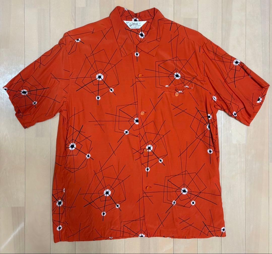 STAR OF HOLLYWOOD 幾何学模様50s レーヨンシャツsize M