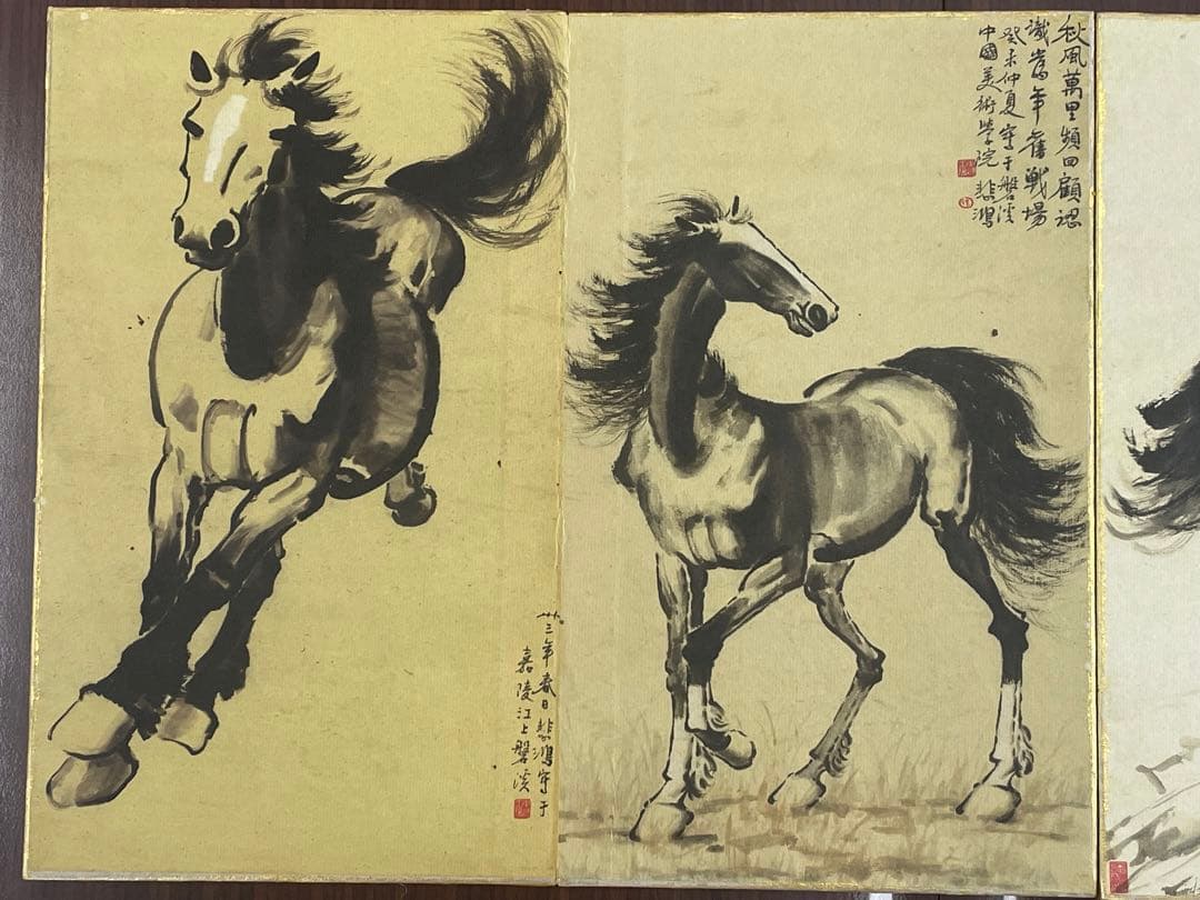 中国美術品・中国名家書画・徐悲鴻氏書画・十俊馬冊・掛け軸・書道・屏風掛軸