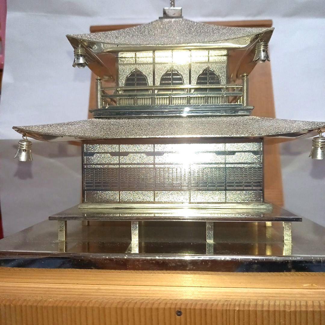 【 銀閣寺 】インテリア金属製 寺院模型 置物　 鳳凰　専用木箱付き