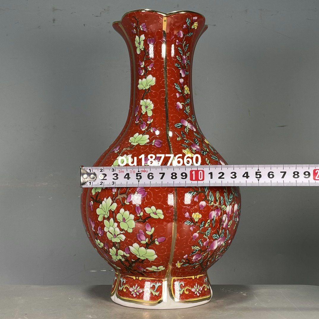 清乾隆琺瑯彩花卉賞瓶 景徳鎮 陶磁器 装飾品 現代工芸品 美術品 置物